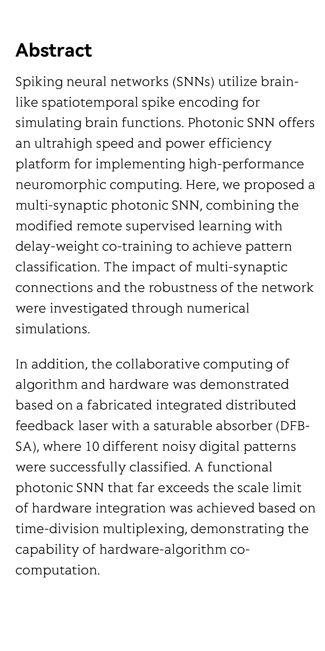Hot Paper - Pattern recognition in multi-synaptic photonic spiking ... Hot Paper - Pattern recognition in multi-synaptic photonic spiking ...