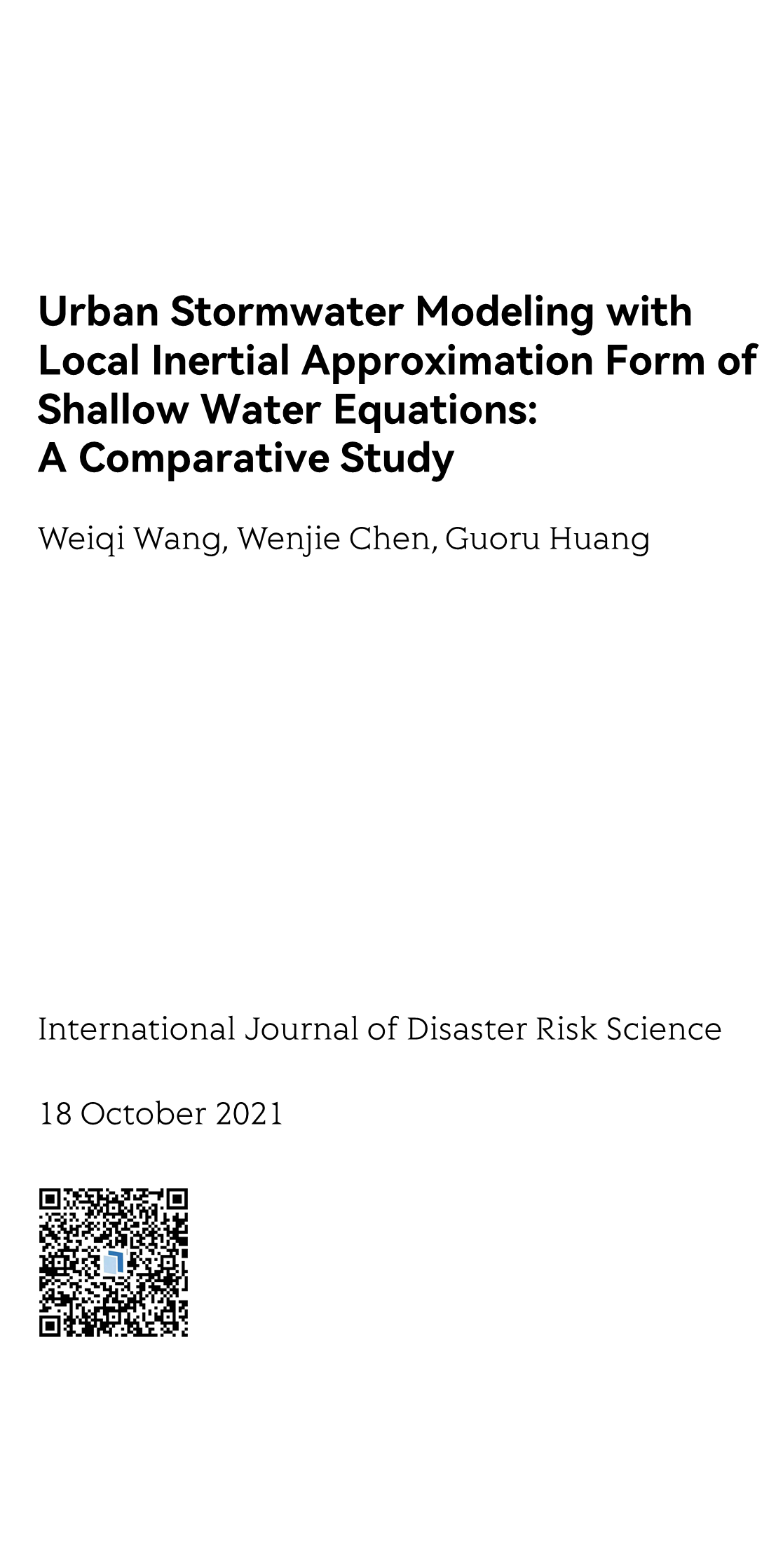 Hot Paper - Urban Stormwater Modeling with Local Inertial Approximation ... Hot Paper - Urban Stormwater Modeling with Local Inertial Approximation ...
