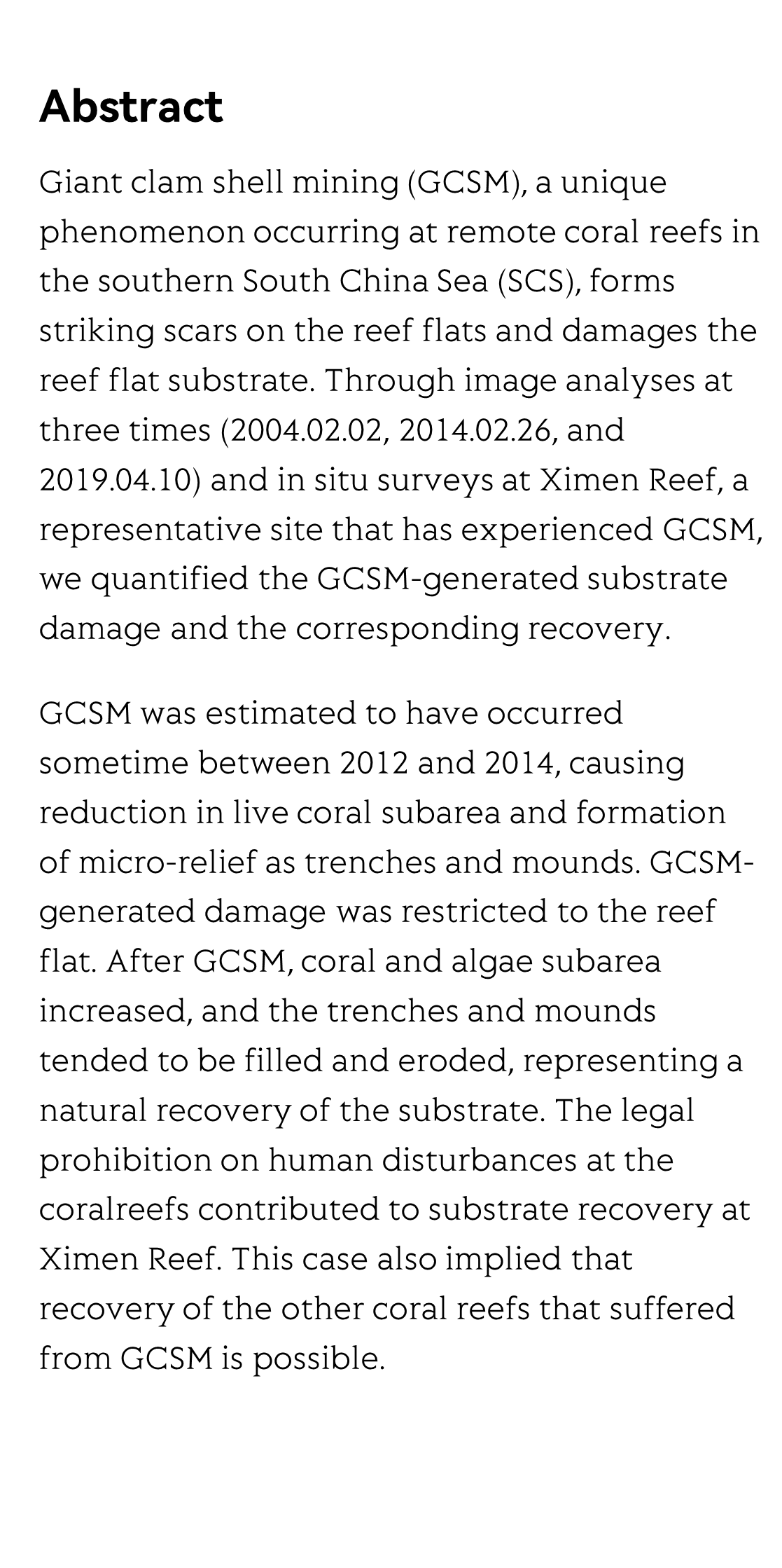 Hot Paper - Substrate damage and recovery after giant clam shell mining ...