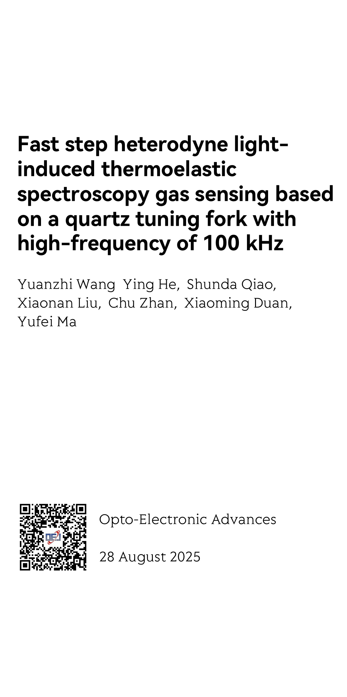Hot Paper - Fast step heterodyne light-induced thermoelastic spectroscopy gas sensing based on a ...